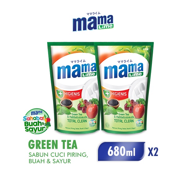 Jual Mama Lime Sabun Cuci Piring Green Tea Pouch 680 ml x2 | Shopee Indonesia