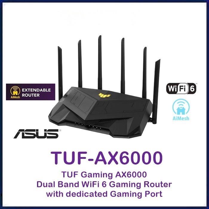 Jual ROUTER ASUS TUF-AX6000 TUF Gaming AX6000 Dual Band WiFi 6 Gaming ...