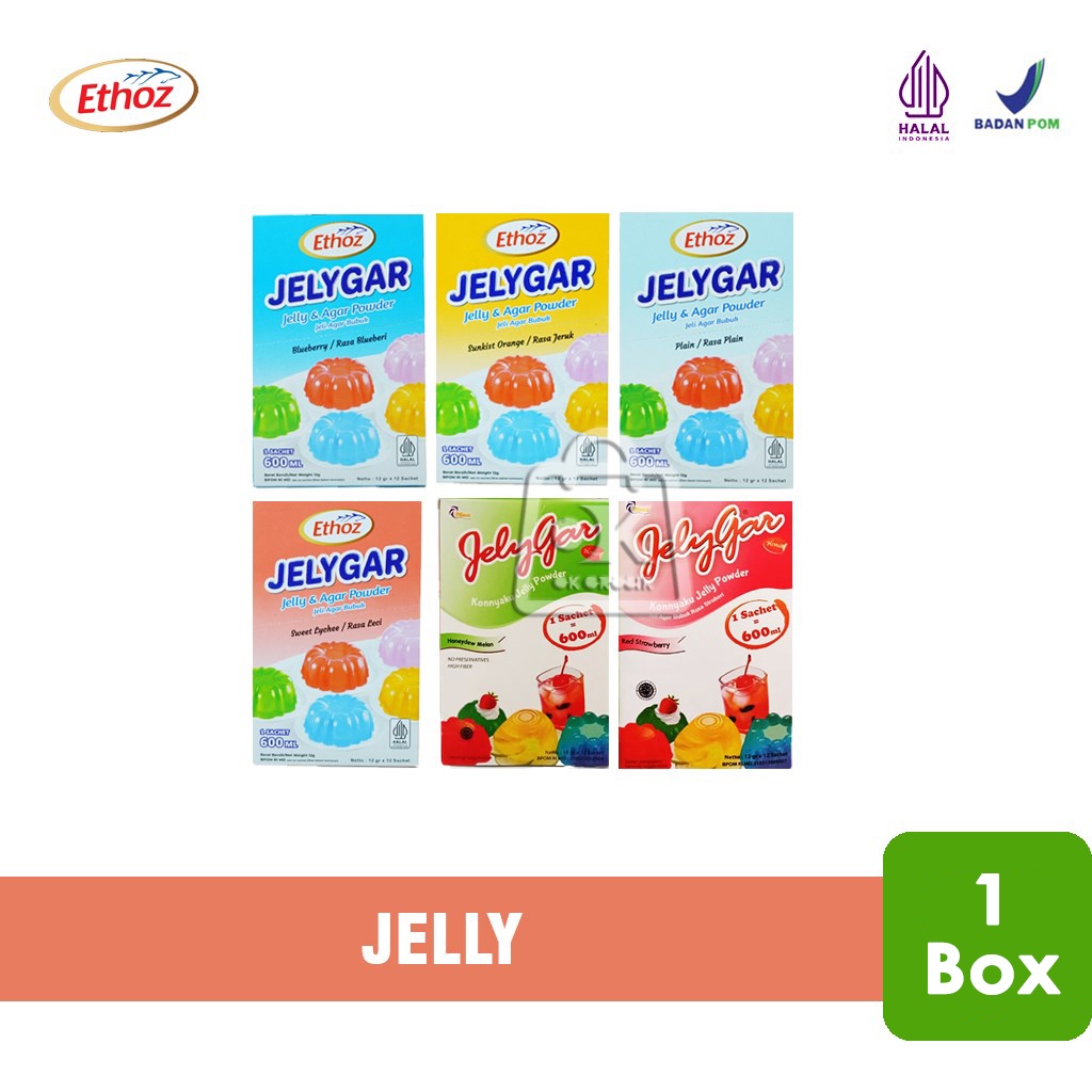 Jual Jelly Powder Jelygar Ethoz /Jelly Agar Bubuk All Varian (1 Box ...