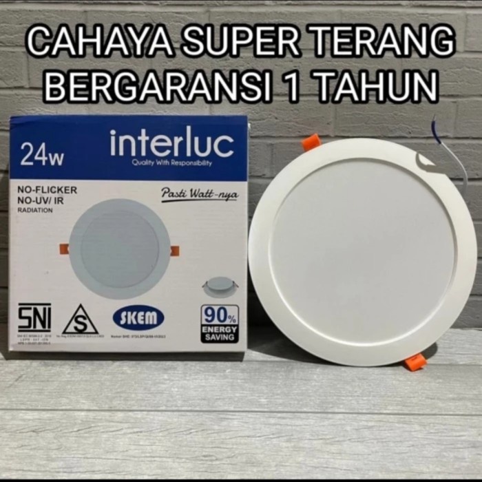 Jual Lampu Downlight Led Interluc 24 Watt inbow 24Watt 24W Panel 24W ...