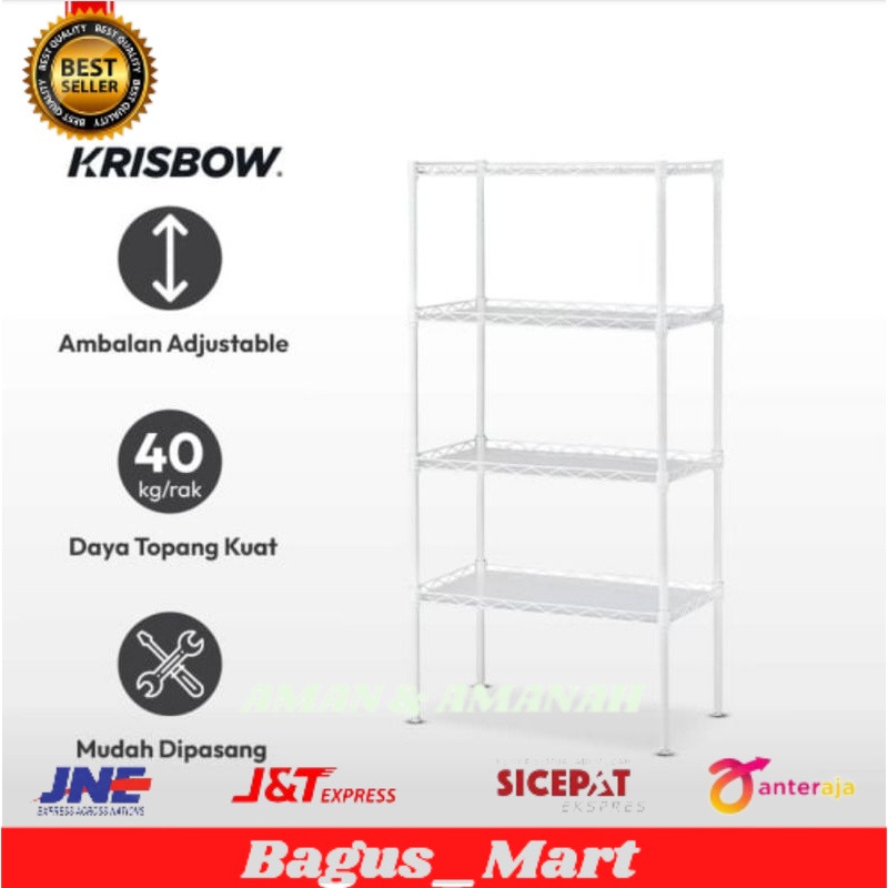 Jual KRISBOW Rak Besi 4 Tingkat - Putih/Rak besi serbaguna/rak besi 4 ...