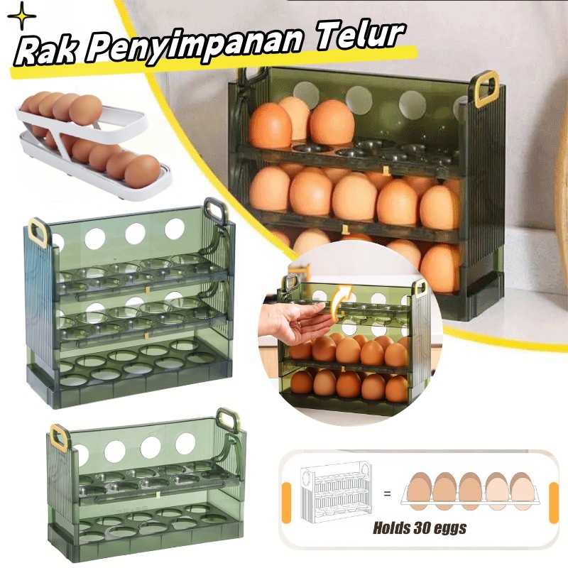 Jual 【30 Lubang】Rak Penyimpanan Telur 3 Tingkat/ Rak Telur/ Tempat ...