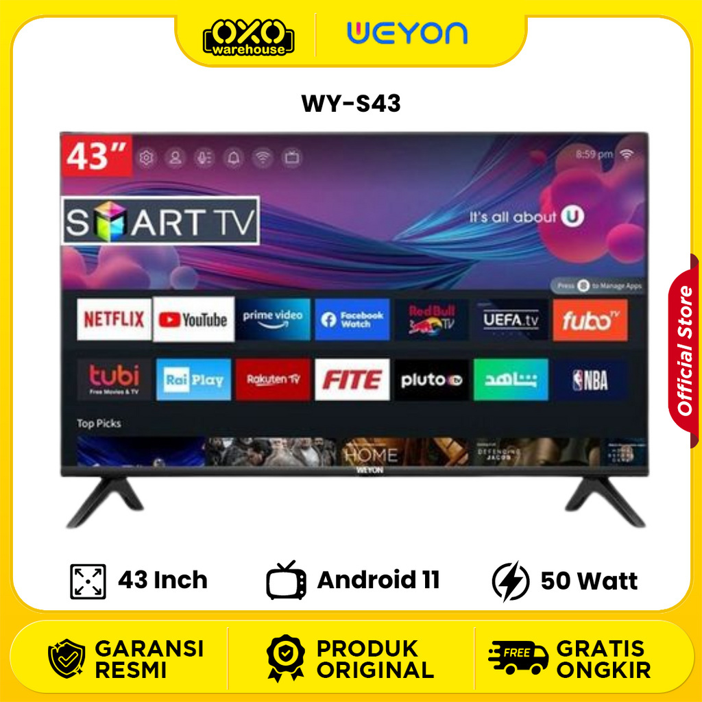 Jual WEYON Tv Led 43inch smart digital Android Full HD Televisi Low ...