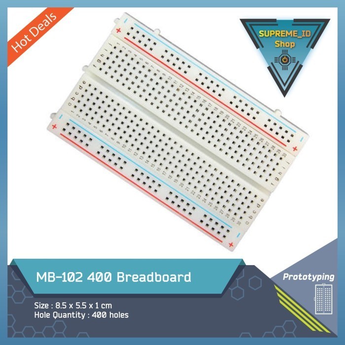 Jual MB-102 400 hole White Breadboard Putih Pendek | Arduino Prototyping | Shopee Indonesia
