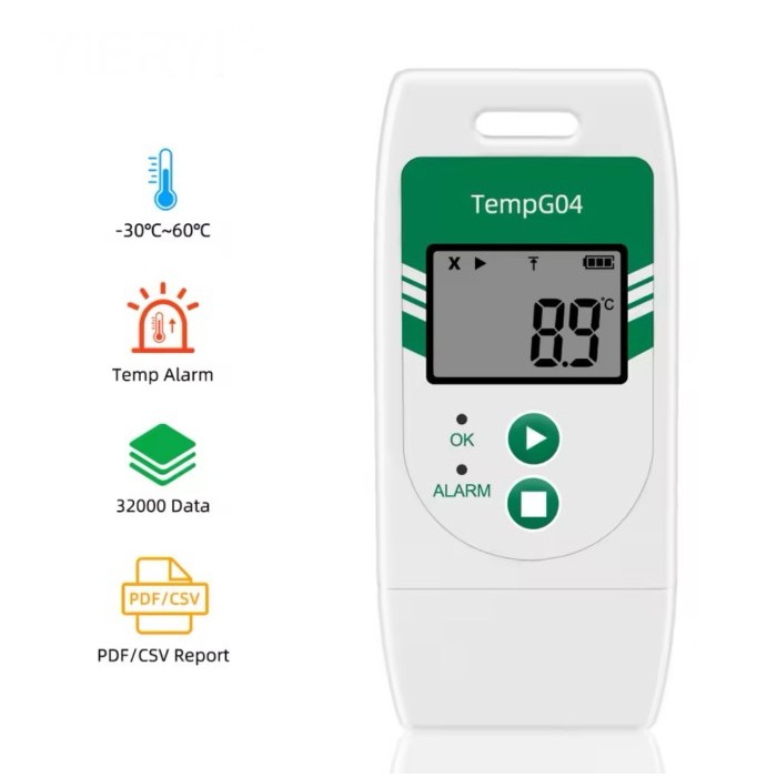 Jual TempG04 USB Suhu Temperature Data Logger Export To CSV & PDF 32000 Points Capacity Lab Cold ...