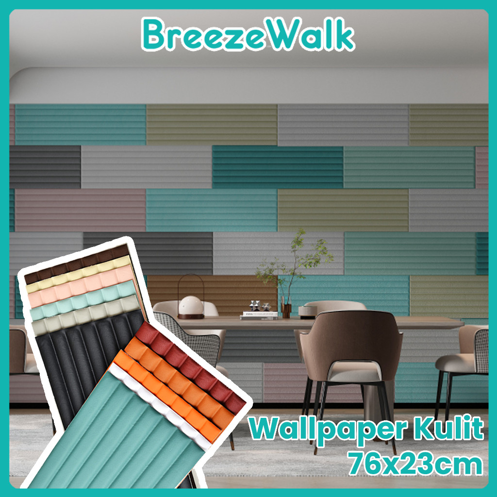 Jual Wallpaper Sticker Foam Motif Garis Bahan Kulit Ukuran 76cm x 23cm ...