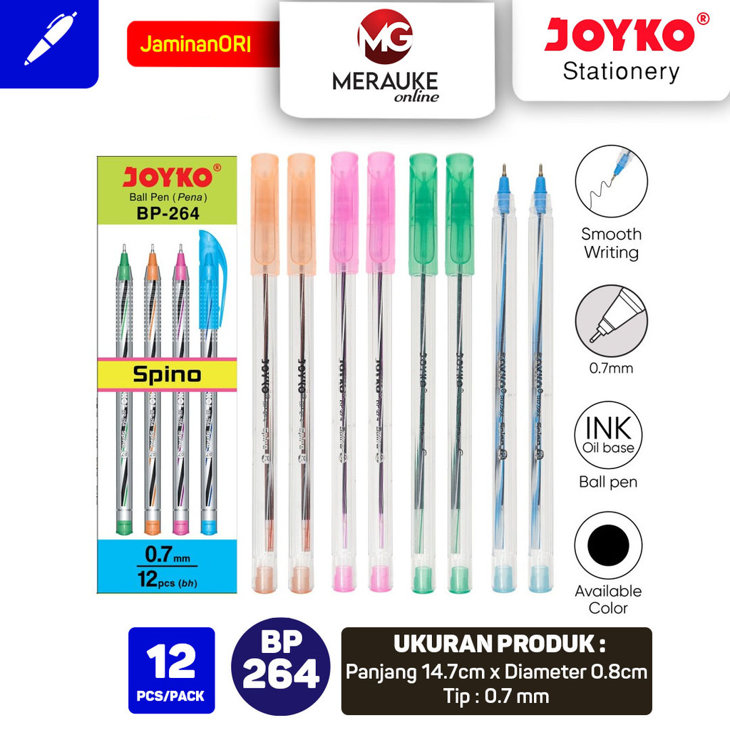 Jual Ballpoint JOYKO SPINO BP-264 0.7mm (1 Box isi 12 pcs) | Shopee ...