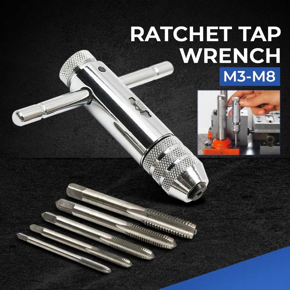 Jual Set Hand Tap M3-M8 Pembuat Drat Ulir dengan Gagang / Hand Tap ...