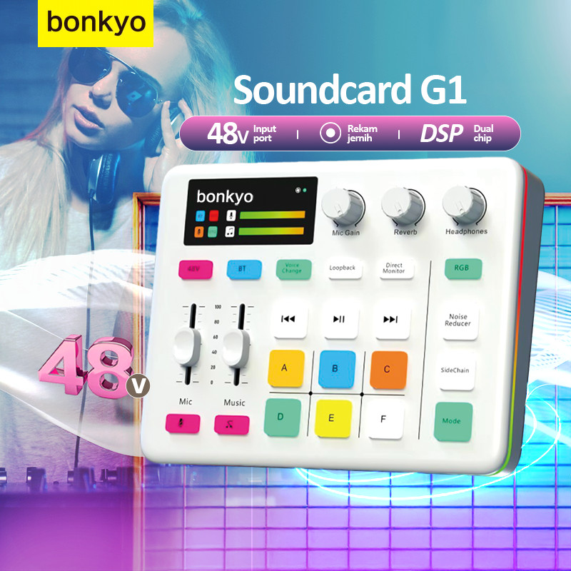 Jual Bonkyo G1 Sound Card 48V Bluetooth Live SoundCard G1 Gaming ...