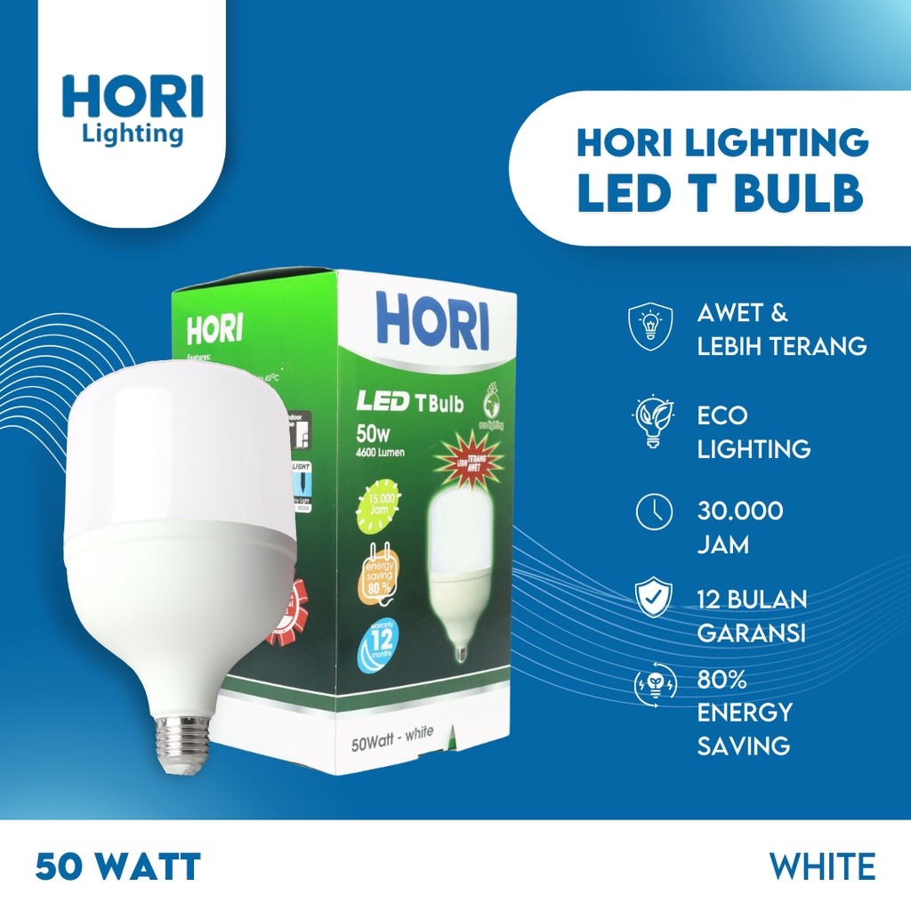 Jual HORI LIGHTING LED T BULB - 50 Watt White | Shopee Indonesia