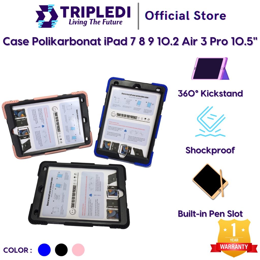 Jual TRIPLEDI Case Armor For iPad 7 8 9 10.2 inch Air 3 Pro 10.5 TD753 ...