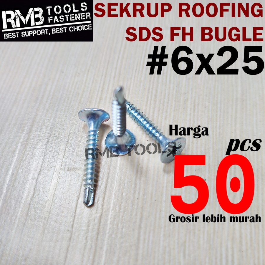 Jual (50pcs) Sekrup Roofing SDS 6 x 25 mm / Sekrup SDS Baja Ringan FH 6 ...