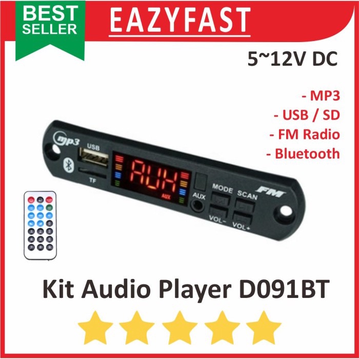 Jual Kit MP3 Audio Player D091BT Board USB BT Bluetooth FM Ampli ...