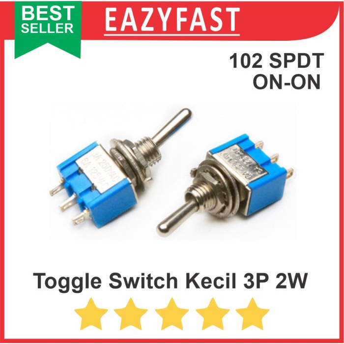 Jual Saklar Toggle Switch 102 Kecil 3 Pin Kaki 2 Posisi 3P 2 Way ON ON ...