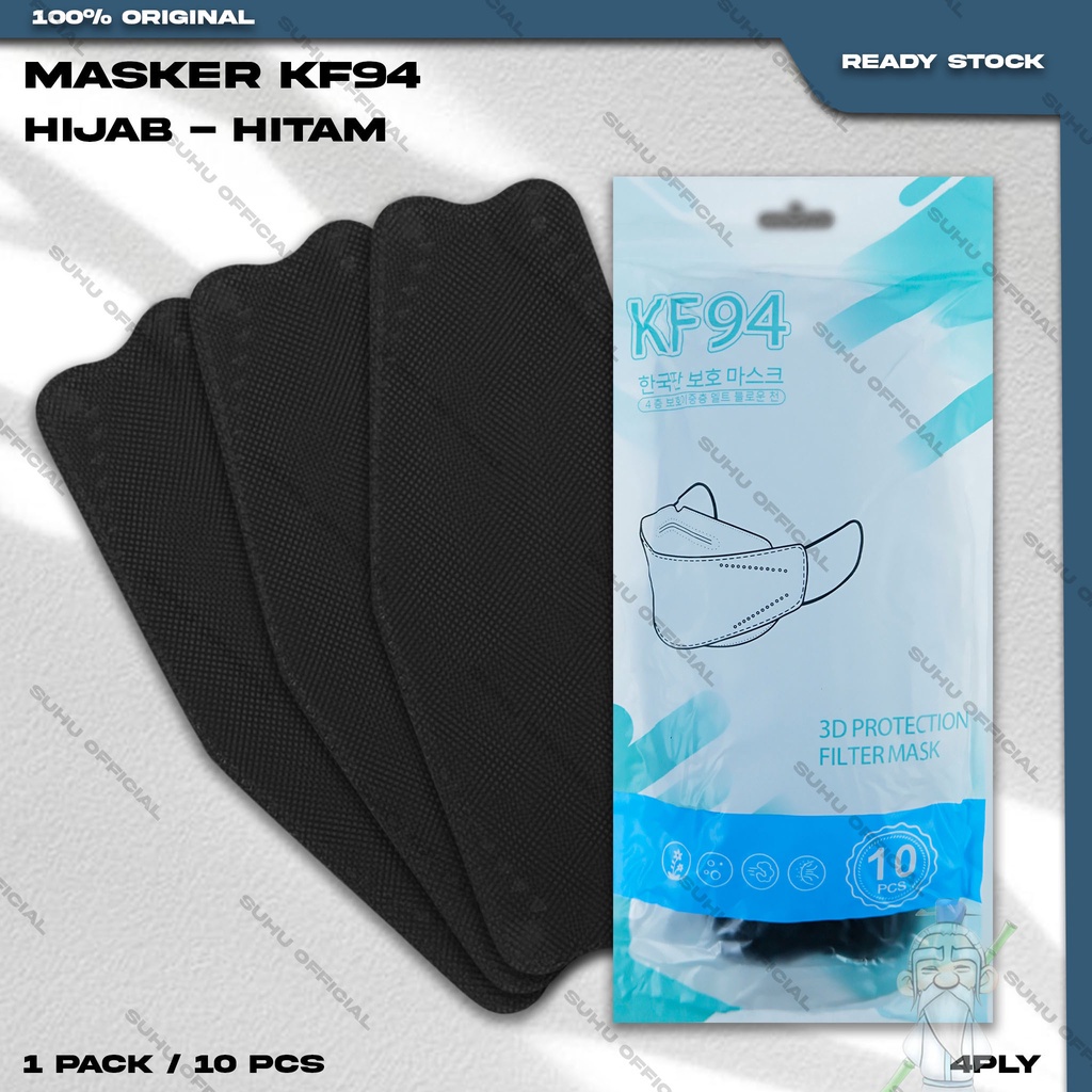 Jual ACEH. UMI 112574 Masker KF94 Hijab 4Ply isi 10Pcs Putih Hitam Abu ...