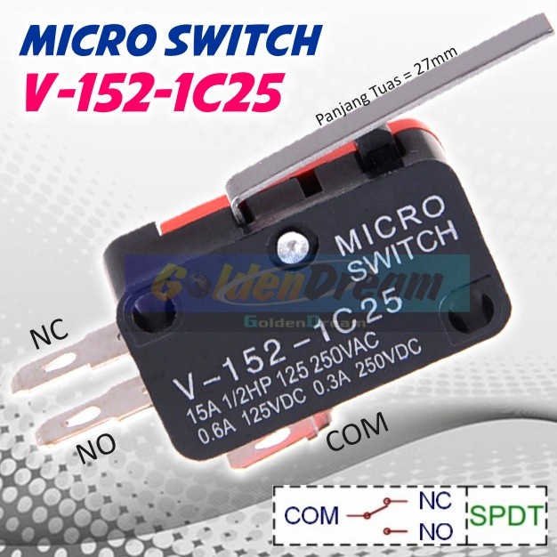Jual Mini Switch Omron V-152-1C25 Saklar Limit Micro Miniature Tuas Gagang | Shopee Indonesia