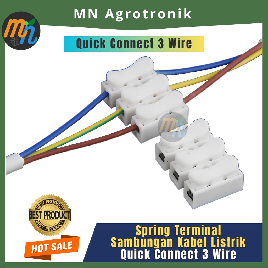 Jual QUICK CONNECT 3 WIRE SPIRING TERMINAL FOR SAMBUNGAN KABEL LISTRIK ...