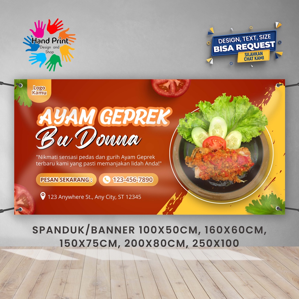 Jual SPANDUK BANNER Ayam Geprek Fried Chicken Warung Makanan Restoran ...