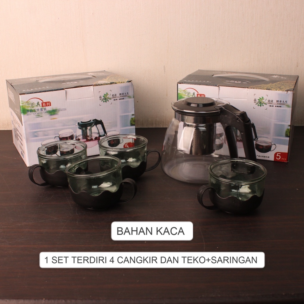 Jual TEKO/TEAPOT/ TEKO SET KACA 8 SARIGAN 5 in 1 MURAH | Shopee Indonesia