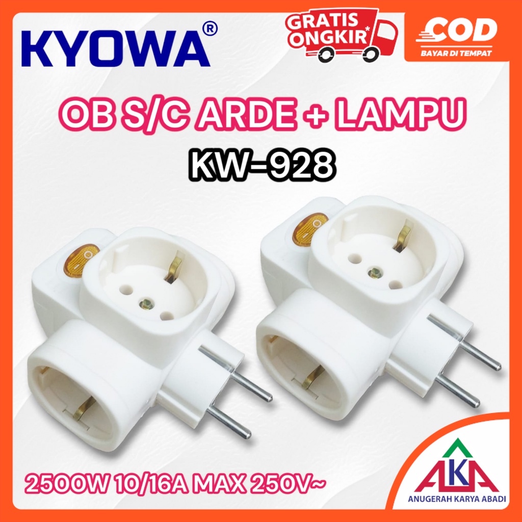 Jual Stop Kontak Cabang 3 KYOWA KW-923 / KW-928 Steker Arde T OB Saklar Lampu 10A SNI | Shopee ...