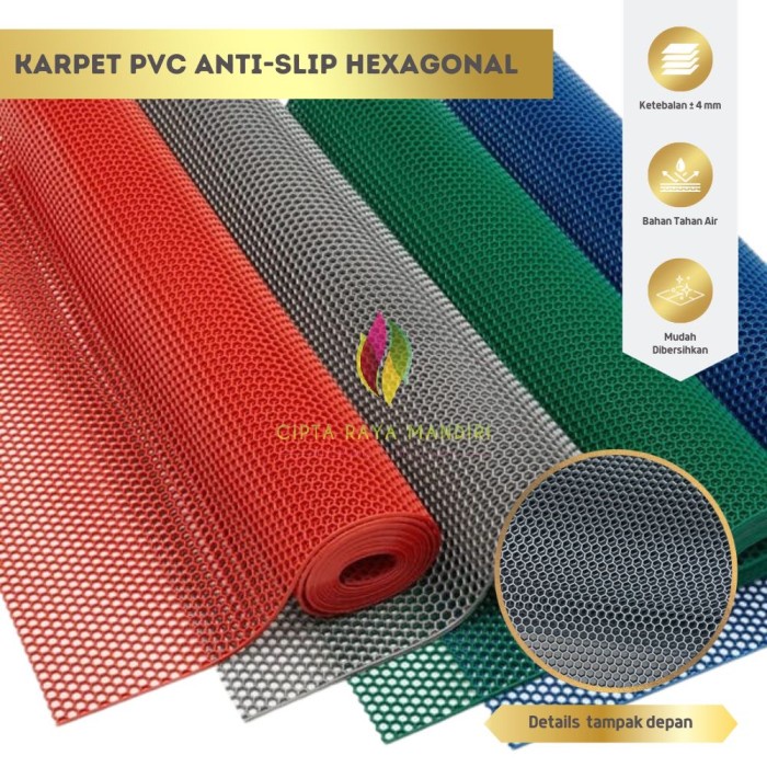 Jual Karpet PVC Anti Slip Hexagonal 50 x 120 Keset PVC H Type | Shopee ...