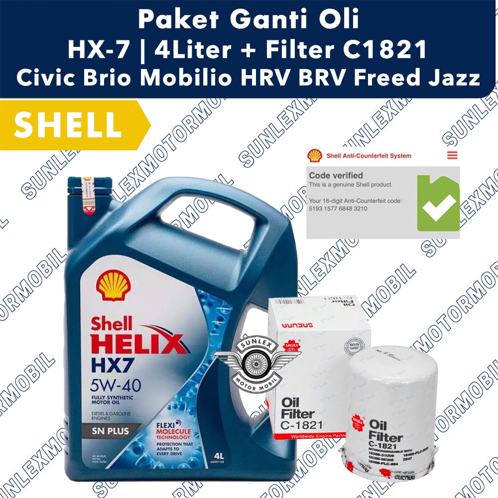 Jual [GRATIS FILTER] Paket Oli Shell HX7 4L + Sakura C1821 Brio Mobilio ...