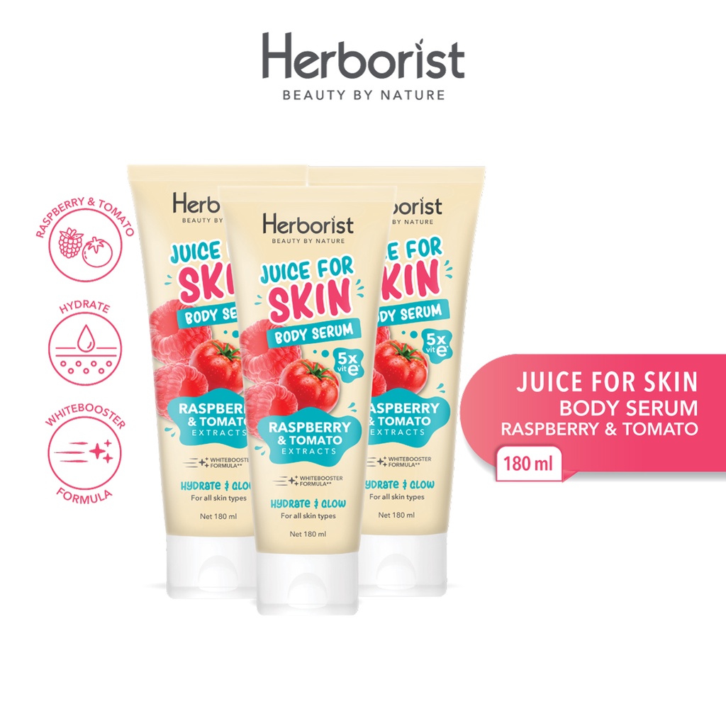 Jual Herborist Juice For Skin Body Serum Raspberry & Tomato 180ml x3 | Shopee Indonesia