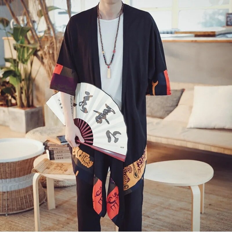 Jual Kimono Jepang Kardigan Pria Haori Yukata Kostum Samurai Pakaian ...