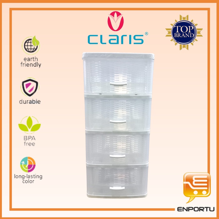 Jual New CLARIS Lemari Cabinet Laci Plastik Bening Susun 4 Vestby 5335 ...