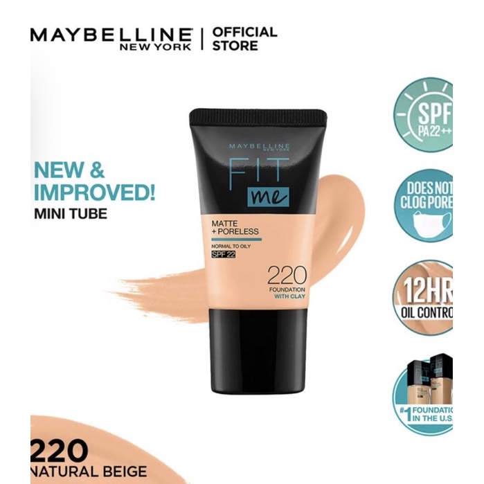 Jual MAYBELLINE FIT ME MATTE + PORELESS FOUNDATION 18 ML (TUBE) NO BOX ...
