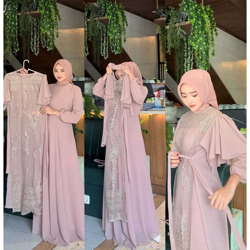 Jual DELISA DRESS BAHAN ARMANI MIX ORGANZA BUSUI LD 120CM (M-XXL) DRESS KONDANGAN SERAGAM ...