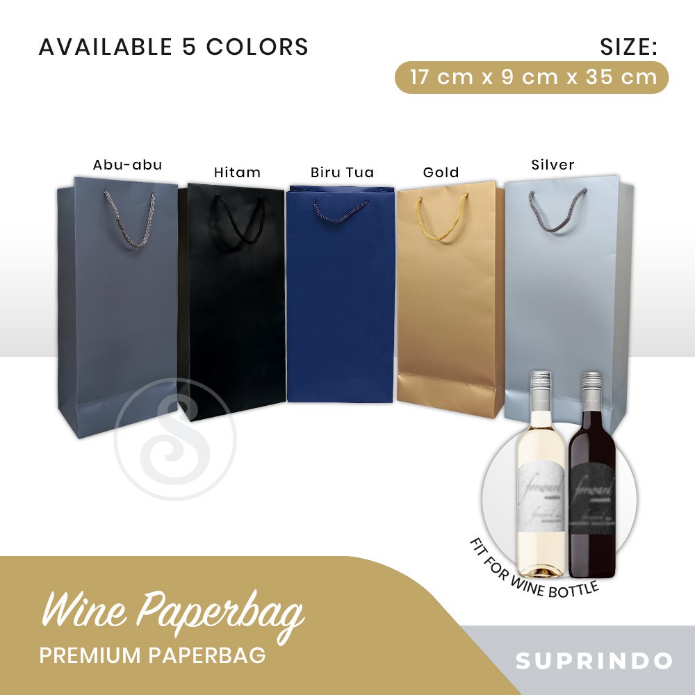 Jual Premium Paper Bag Wine TEBAL uk. 17 x 9 x 35 cm | Shopee Indonesia