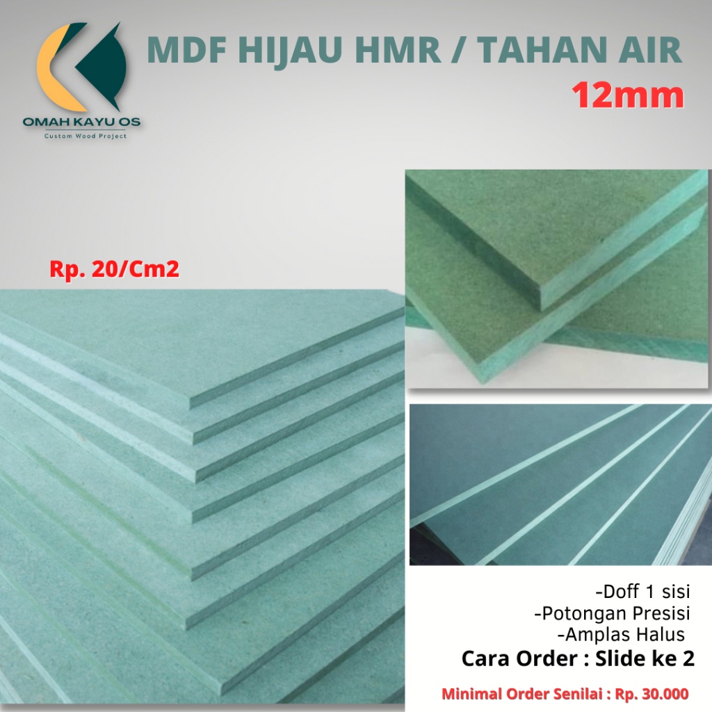 Jual MDF Hijau / HMR / 12mm Tahan Air WallBatten Wall Batten Papan MDF ...
