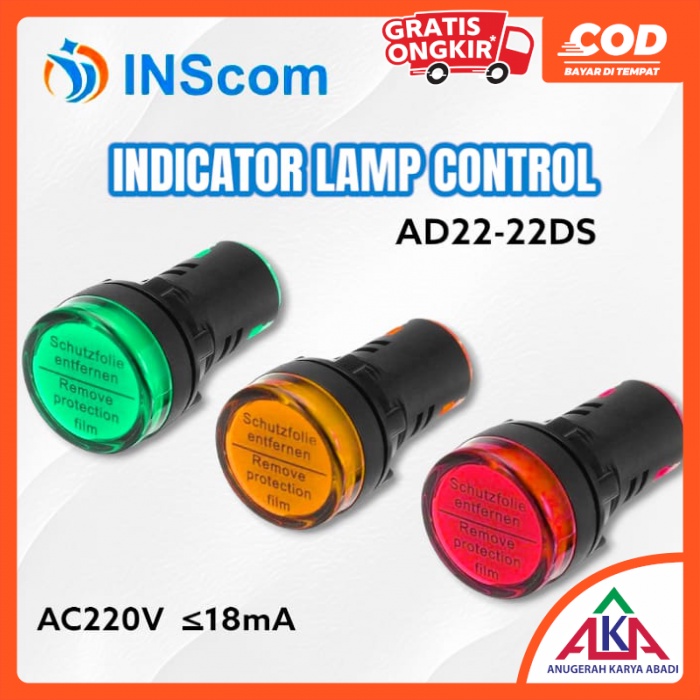 Jual INScom Pilot Lamp Indicator Control AD22-22DS AC 220V 22mm ...