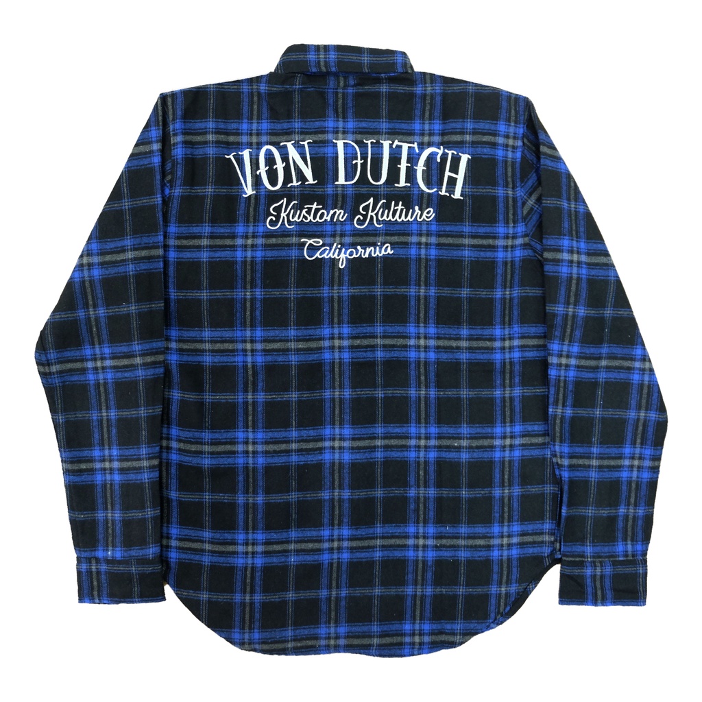 Jual Von Dutch Flannel 0940 Blue | Shopee Indonesia