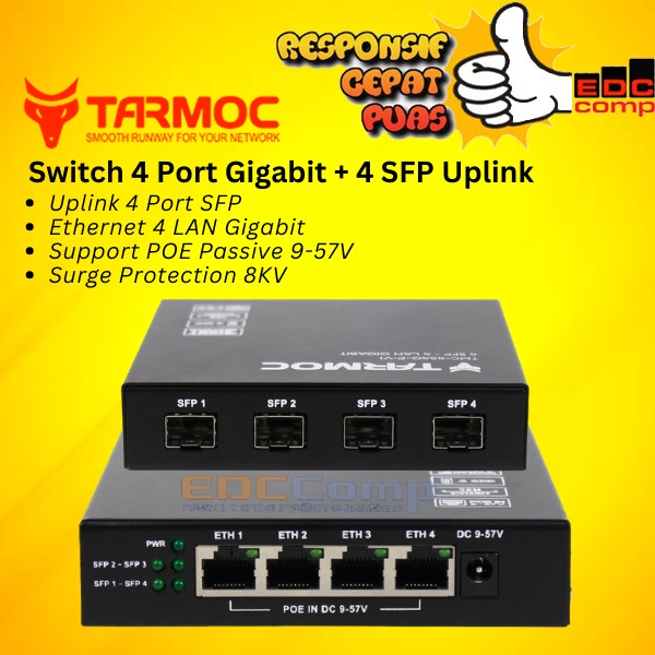 Jual Switch 4 Port Gigabit + 4 SFP Uplink POE IN 9-57V | Switch Hub 4 ...