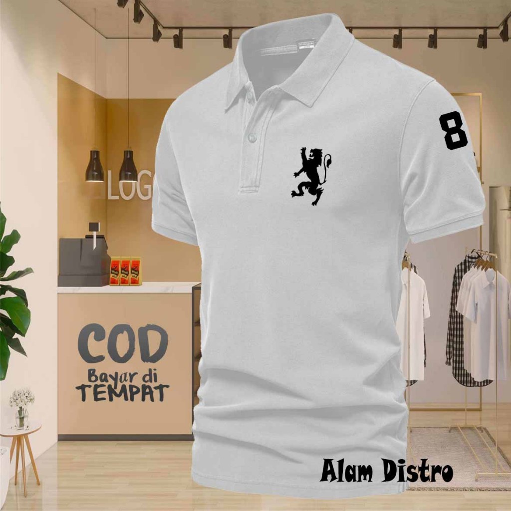 Jual Baju kerah Singa 8 Text Hitam Kaos Kerah Dewasa Shirt / Kaos Wangki Pria Polo / Kaos ...