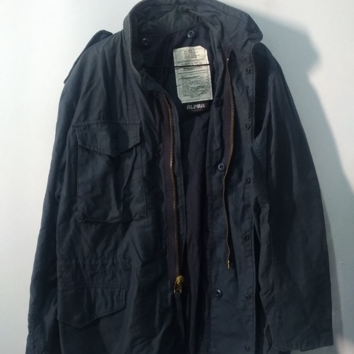 Jual alpha industries navy biru m65 jacket original size S fit to L ...