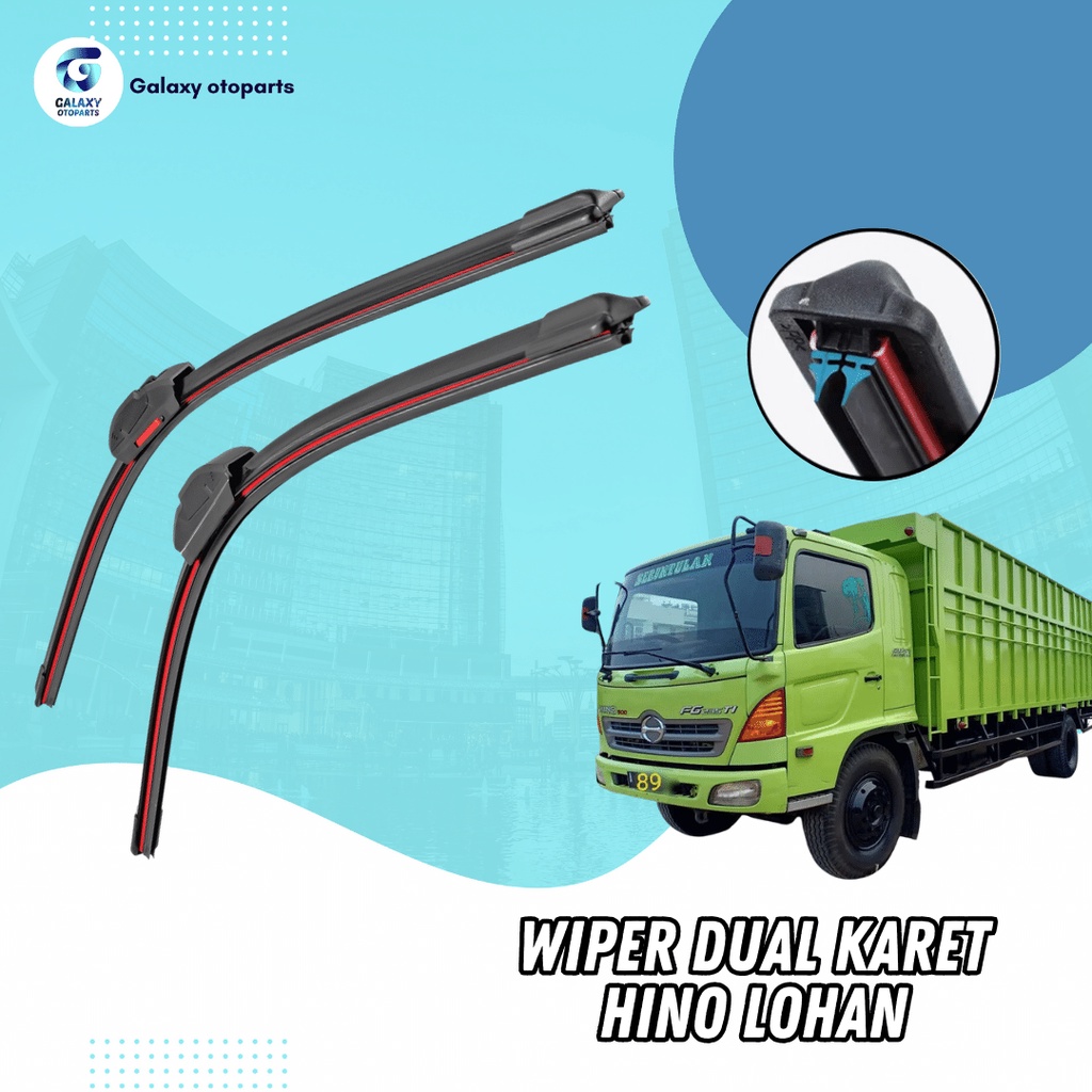 Jual 1 SET Wiper Dual Blade - Hino Lohan 500 - Wiper 2 Lapis Karet Frameless Model Karet Ganda ...