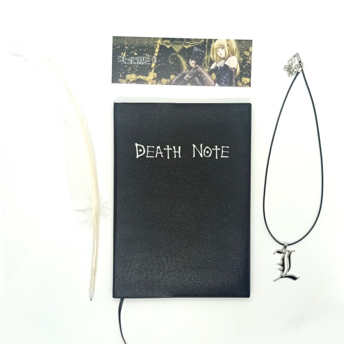 Jual Set buku death note bonus kalung bookmark pena bentuk bulu putih ...