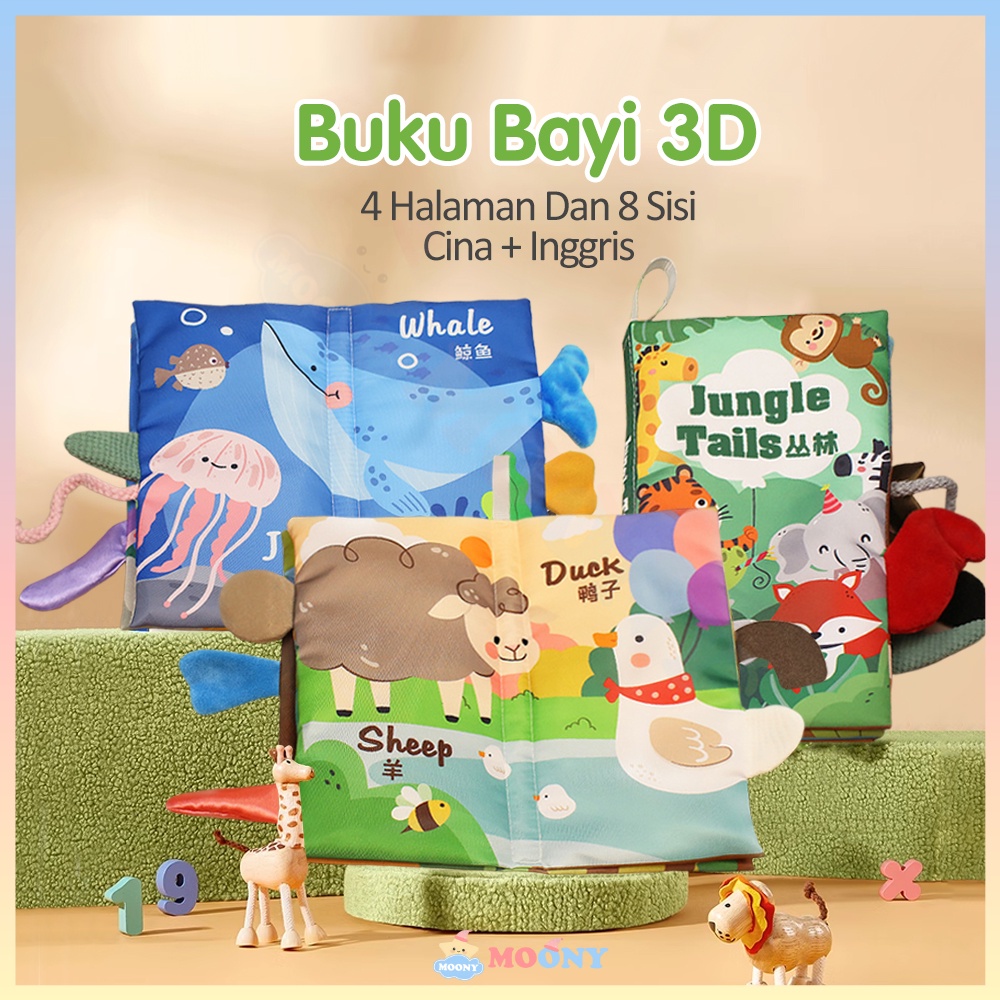 Jual Moony Buku kain bayi anak pendidikan awal Children cloth book 3d ...