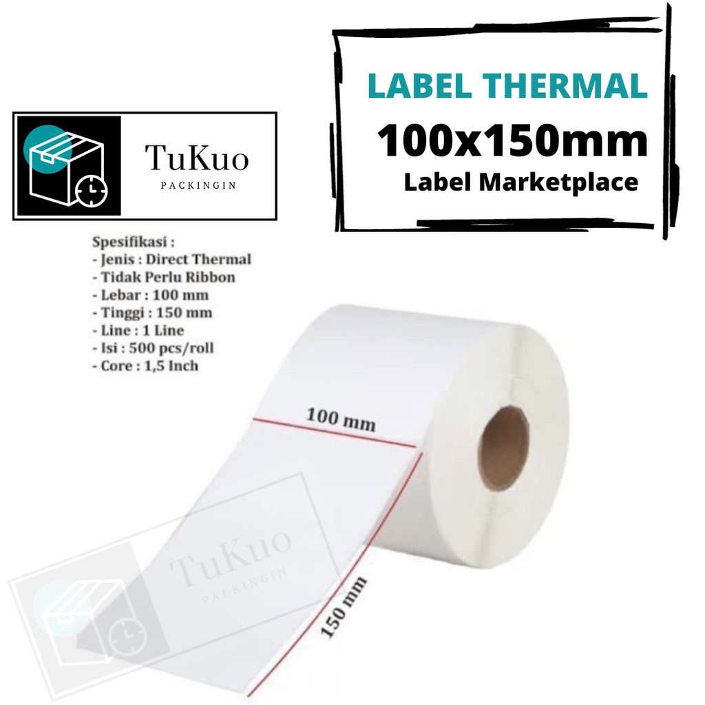 Jual Kertas Label Thermal Gulung Ukuran 100x150 ISI 500pcs Water Proof ...
