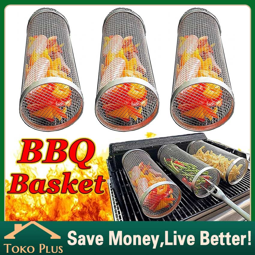 Jual Kandang Pemanggang BBQ Grill Net Silinder Portabel Bahan Stainless ...