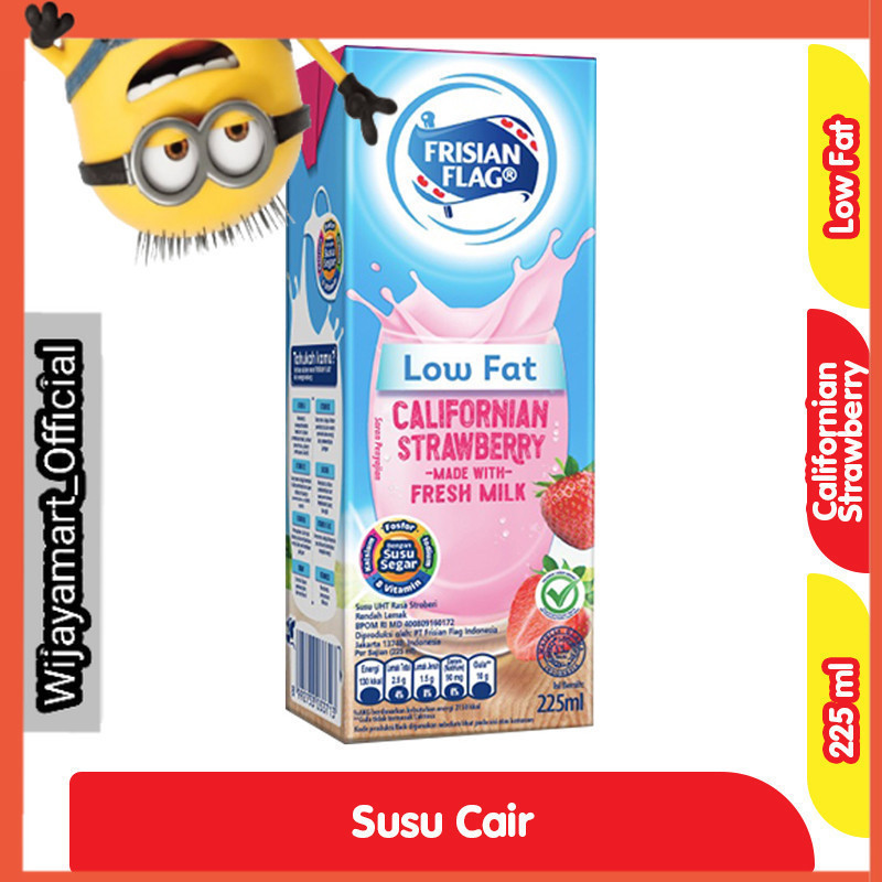 Jual Frisian Flag Purefarm Low Fat Susu UHT Californian Strawberry Kotak 225 ml | Shopee Indonesia