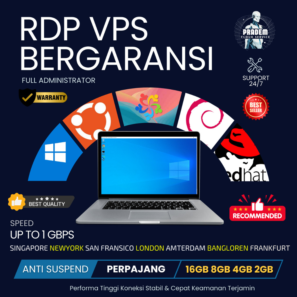 Jual RDP Windows & VPS LINUX Garansi 30 Hari, Private, Full Akses, Full Speed | Shopee Indonesia