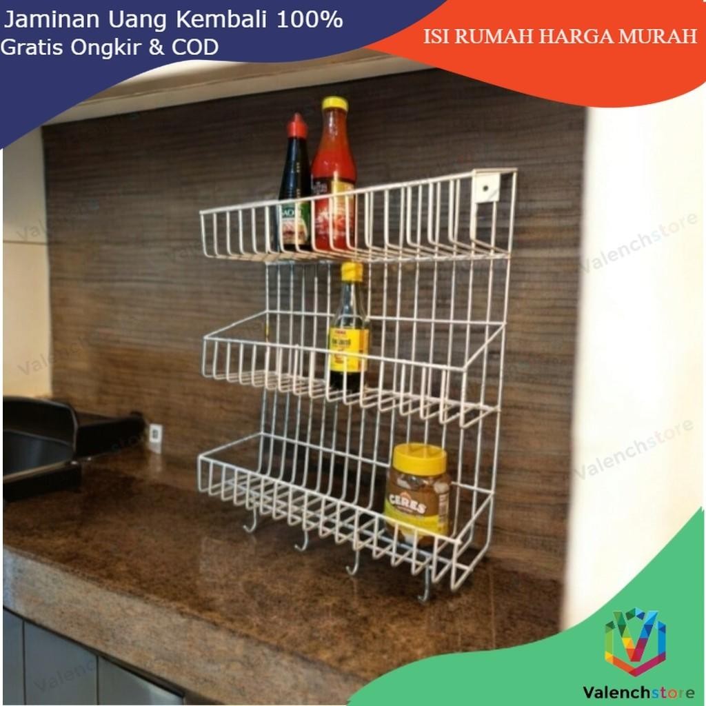 Jual [ AFLS ] Rak Bumbu Botol Dapur 3 Susun Terbuat Dari Kawat Tebal ...