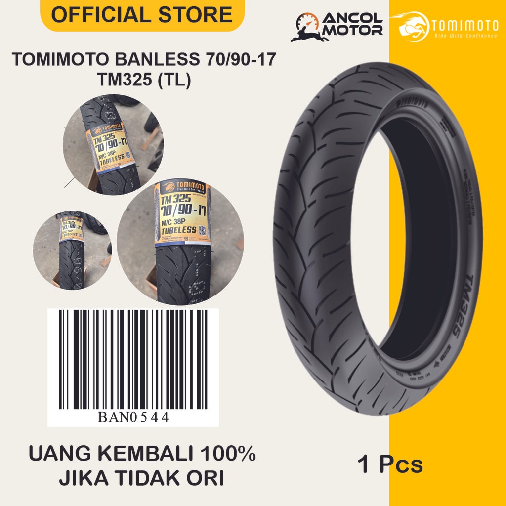 Jual Ban Luar Motor Tubeless Tomimoto TM325 70/90 Ring 17, Kuat & Tahan ...