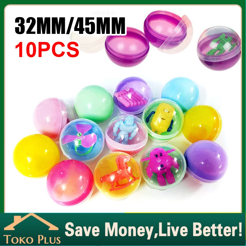 Jual 10PCS Mainan Bola Gacha Kapsul Plastik Setengah Bola Transparan ...