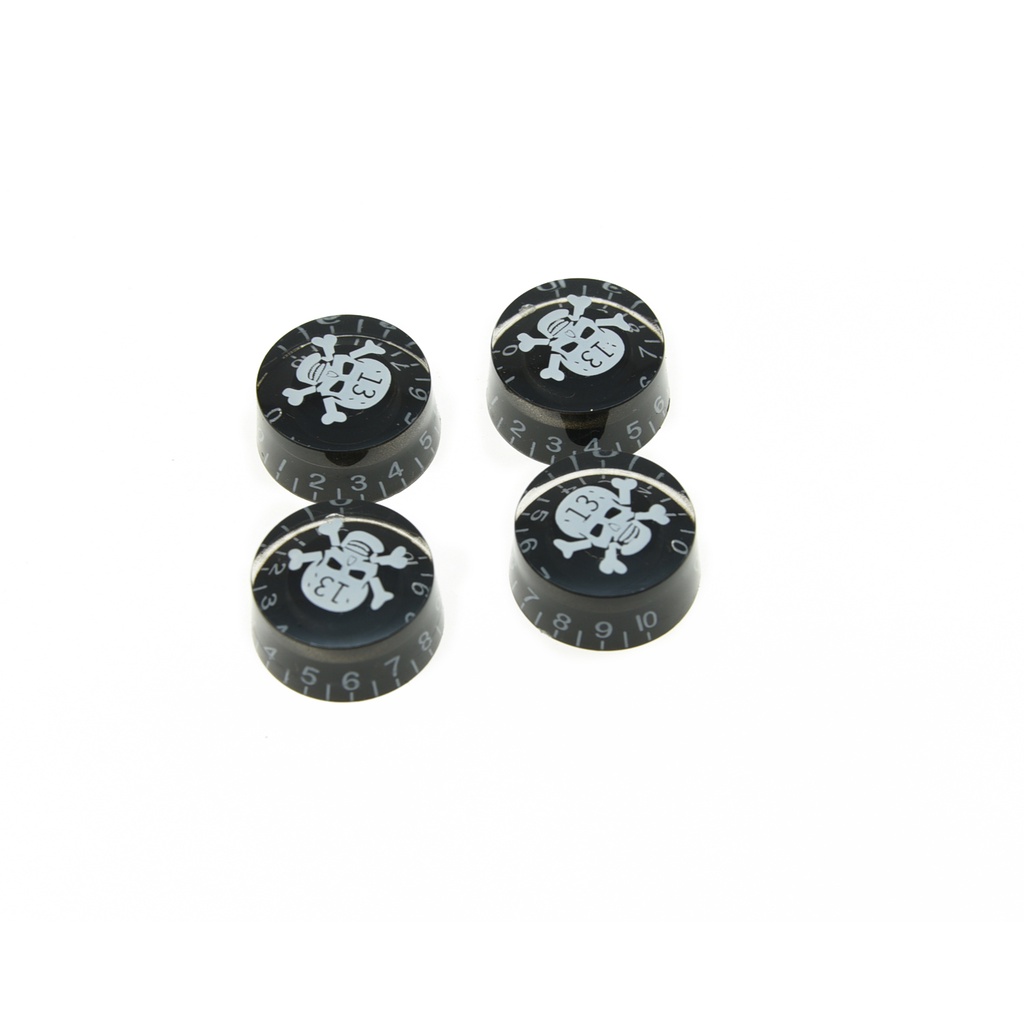 Jual Set of 4 LP Black/White SKULL Guitar Knobs Speed Control Knobs ...
