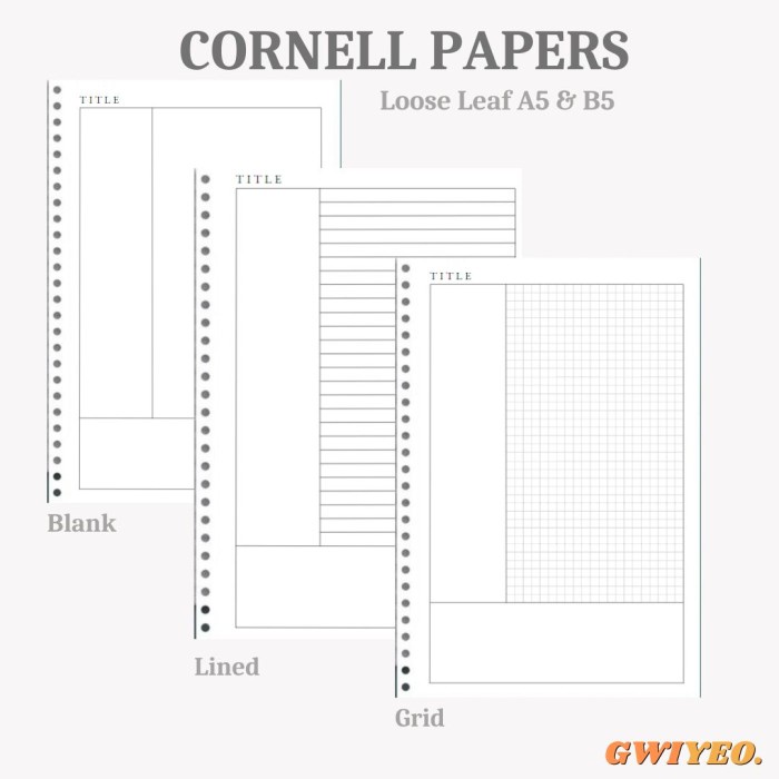 Jual Cornell Paper Loose Leaf Kertas Binder A5 B5 Kertas Catatan ...